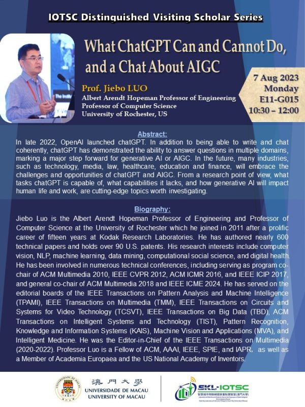 IOTSC Distinguished Visiting Scholar Series: What ChatGPT Can and ...