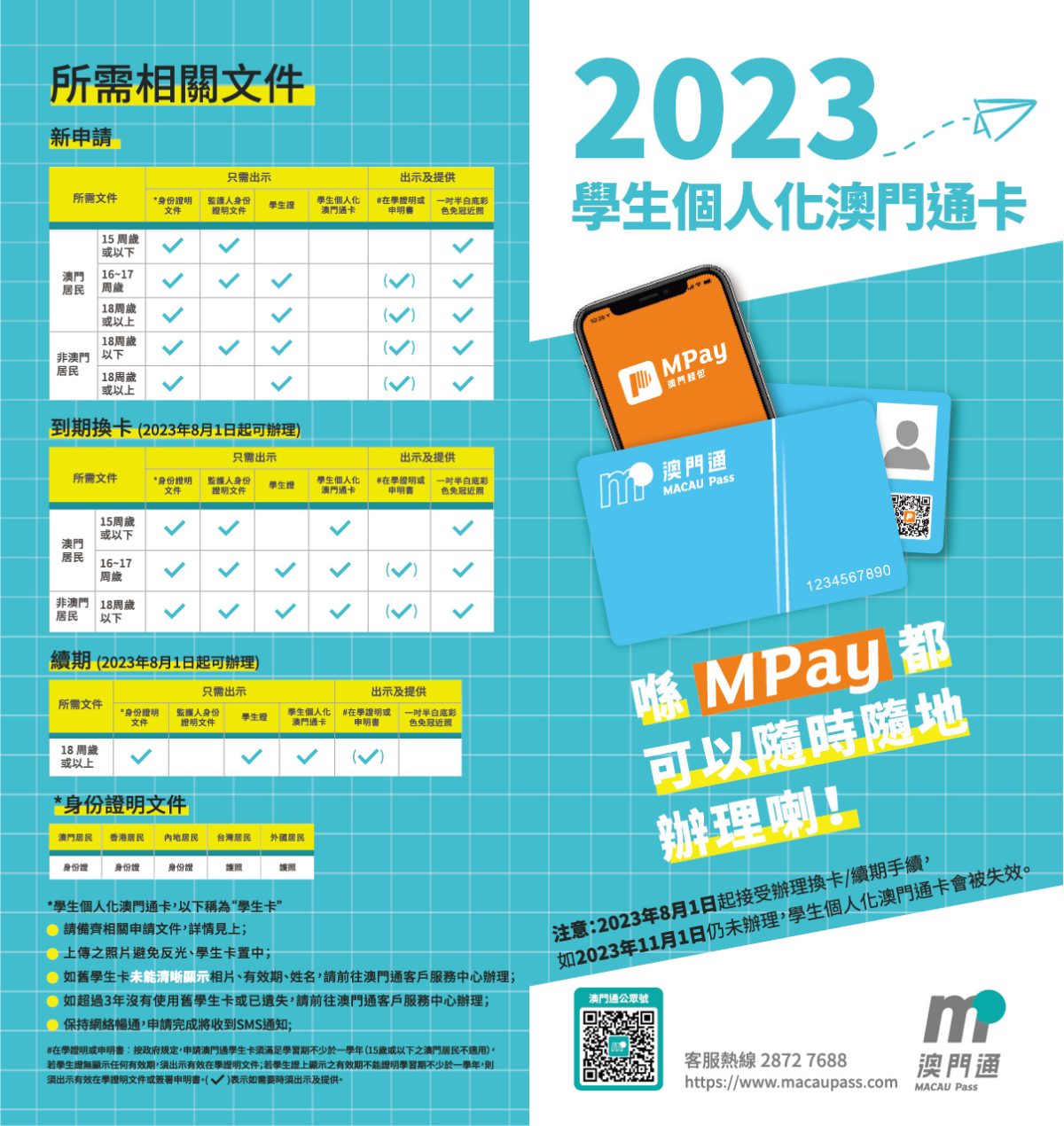 Note for 2023 Student Personalized “Macau Pass” New Application, Card ...