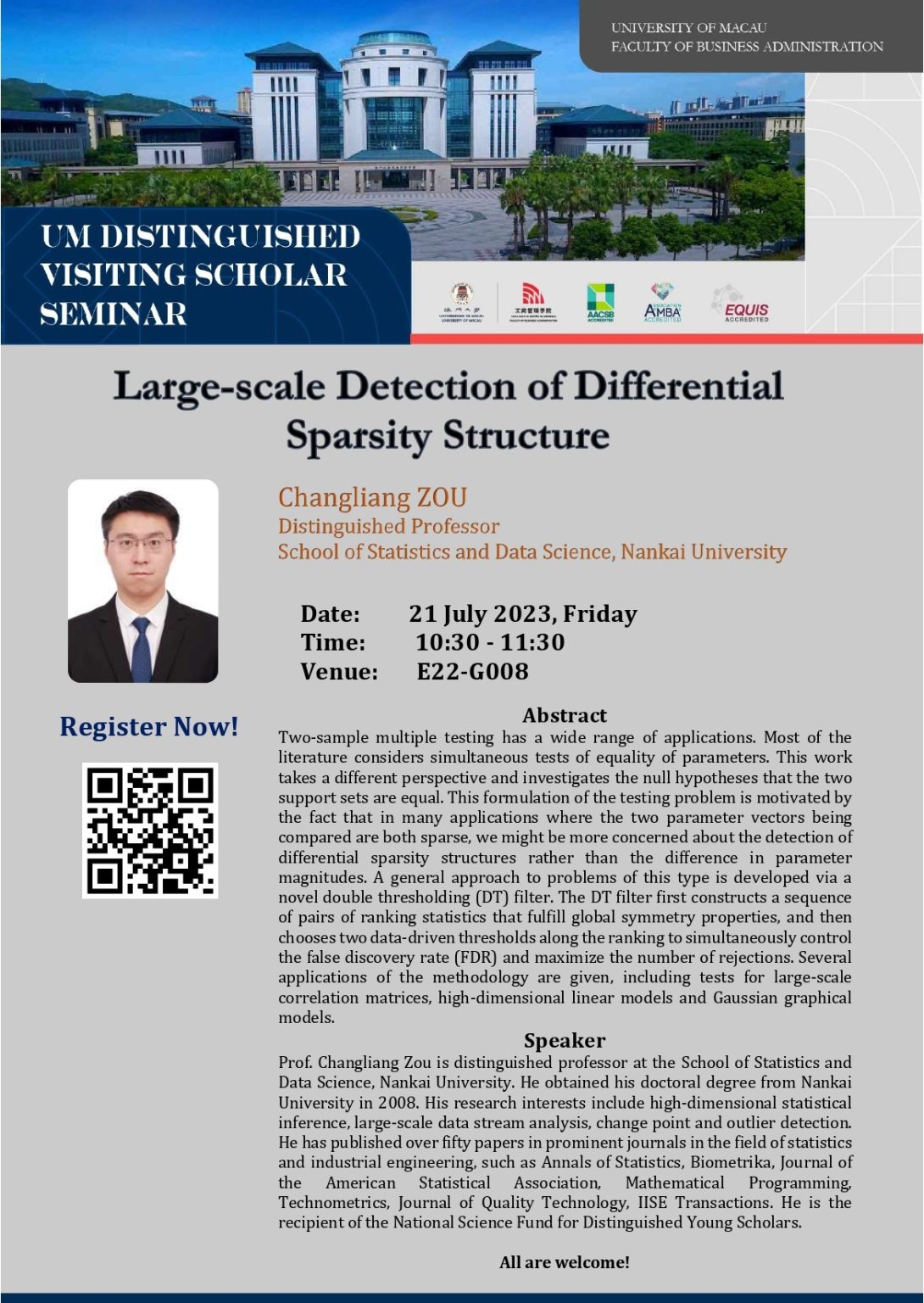 UM Distinguished Visiting Scholar Series —“Large-scale Detection of Differential Sparsity ...