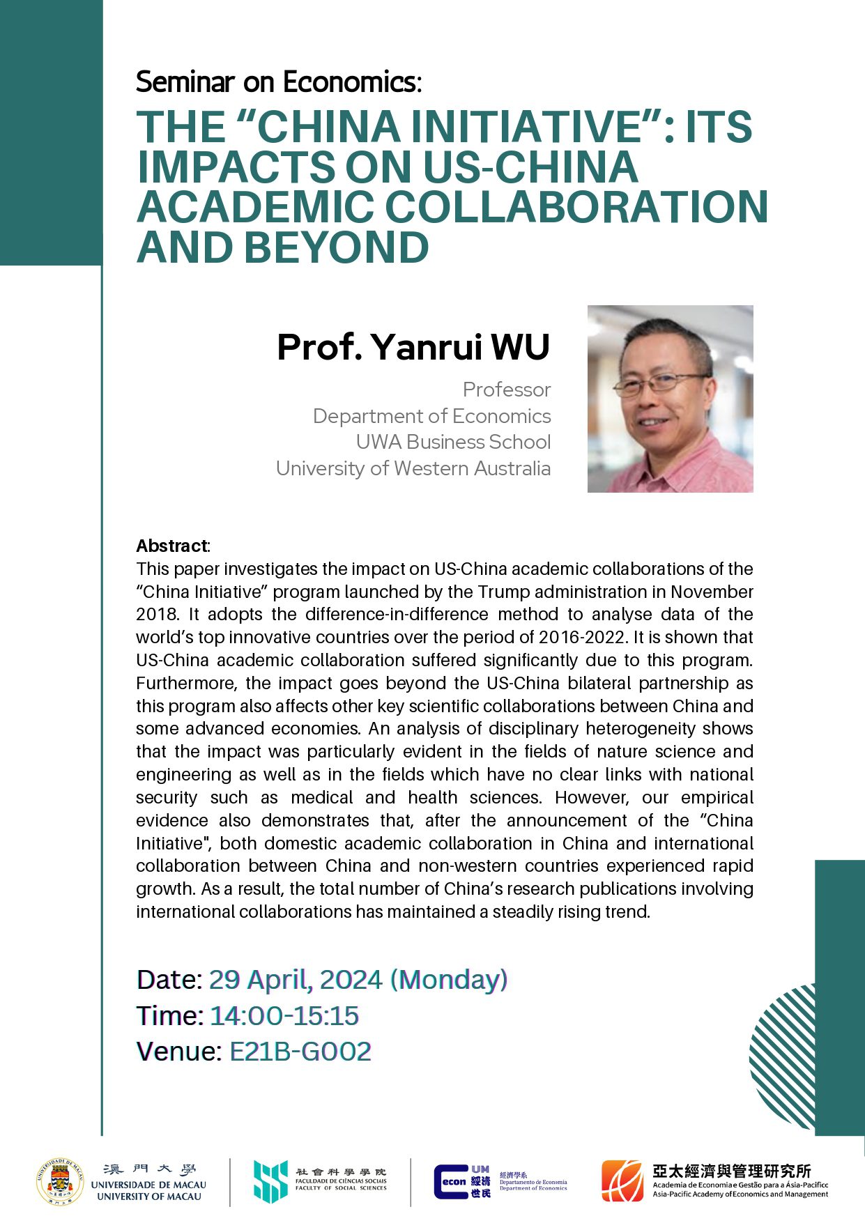 FSS-DECO Seminar: “The “China Initiative”: Its Impacts on US-China ...