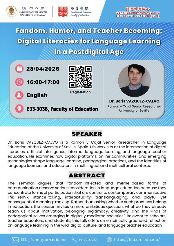 FED-CLLE Seminar: “Fandom, Humor, and Teacher Becoming: Digital ...